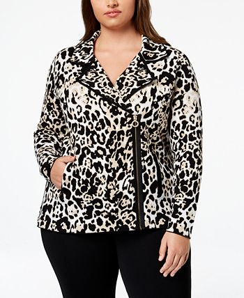 Belldini Plus Size Animal-Print Moto Jacket - Macy's