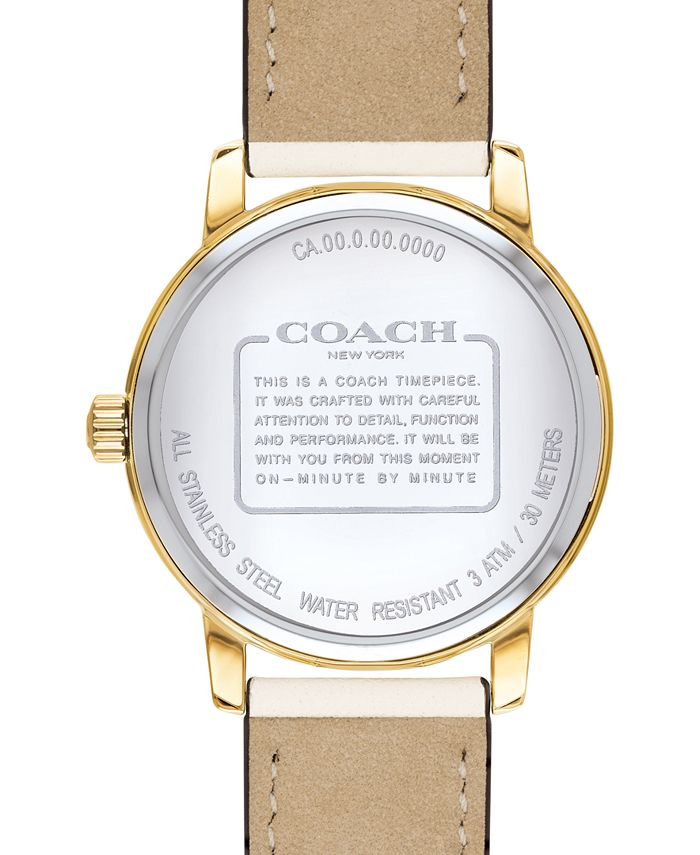 COACH Women's Grand White Leather Strap Watch 36mm - Macy's