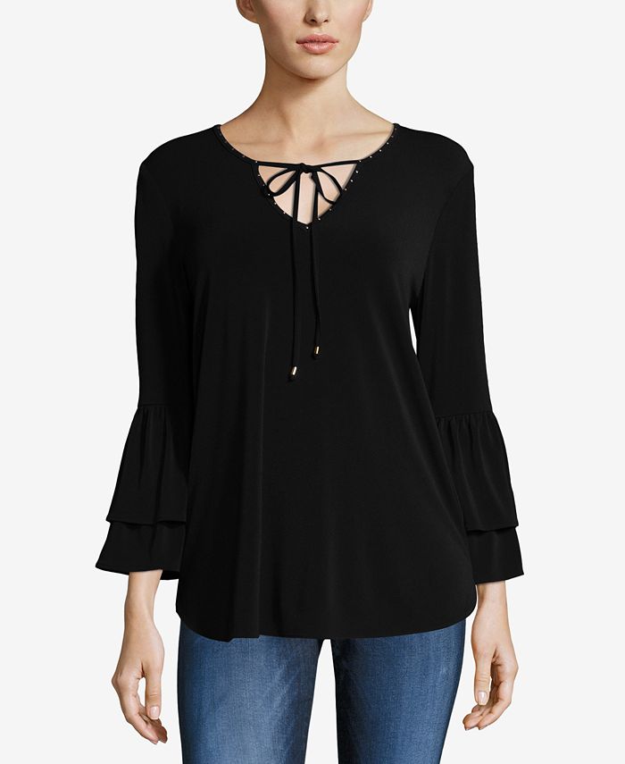 ECI Keyhole Bell-Sleeve Blouse - Macy's