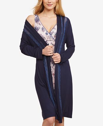 Jessica Simpson Nursing Lace-Trim Belted Robe - Macy's