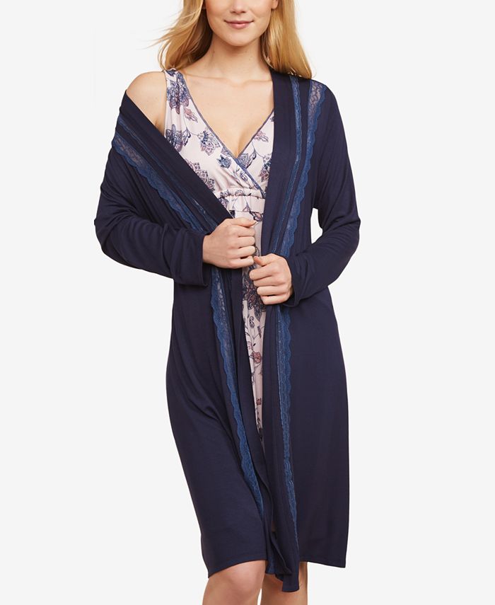 Jessica Simpson Nursing Lace-Trim Belted Robe - Macy's