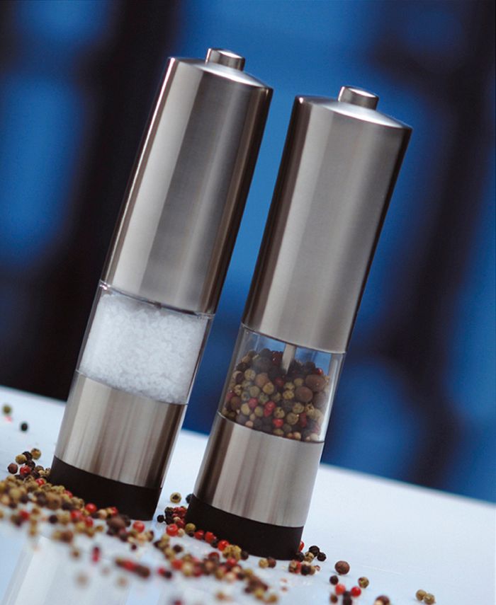 BergHOFF Geminis Stainless Steel Electronic Salt & Pepper Mill Set - Macy's