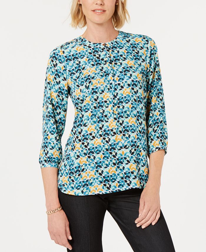 JM Collection Printed Pleated-Back Blouse, Created for Macy's - Macy's