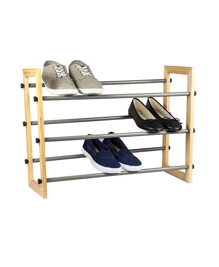 Home Basics 3-Tier Expandable Shoe Rack With Wood Panel - Macy's