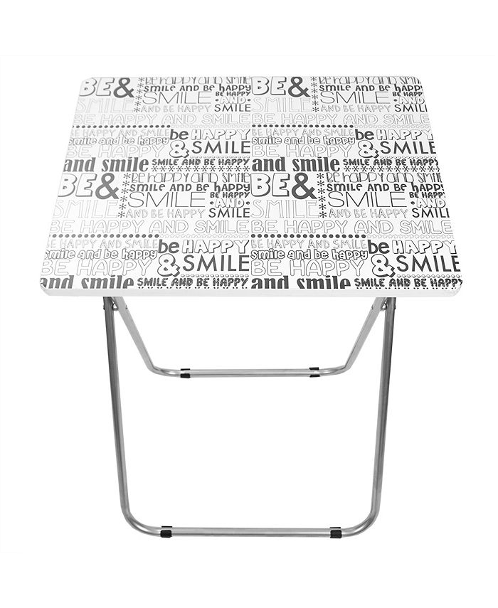 Home Basics Happy Multi-Purpose Foldable Table, Black/White - Macy's