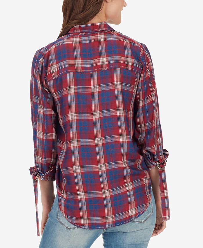 WILLIAM RAST Carina Plaid Belted-Cuff Shirt - Macy's