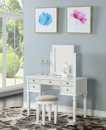 Poundex Vanity Set with Stool - Macy's