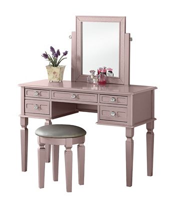Poundex Vanity Set with Stool - Macy's