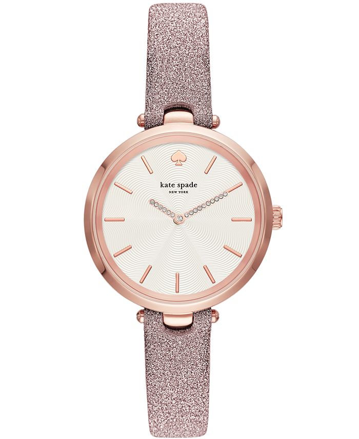 kate spade new york Women's Holland Pink Leather Strap Watch 34mm - Macy's