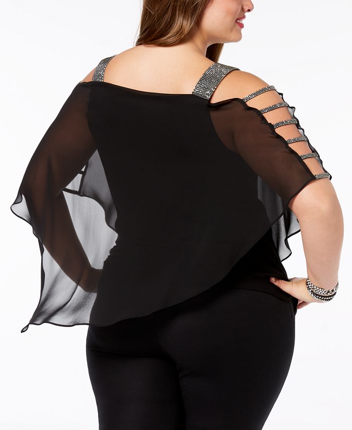 MSK Plus Size Embellished Chiffon Top - Macy's