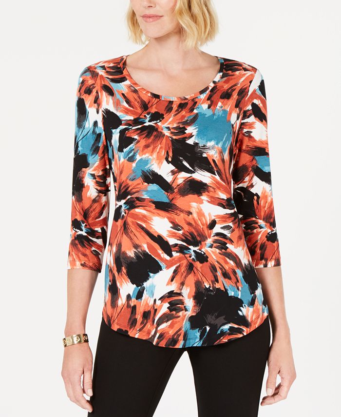 JM Collection Printed T-Shirt, Created for Macy's - Macy's