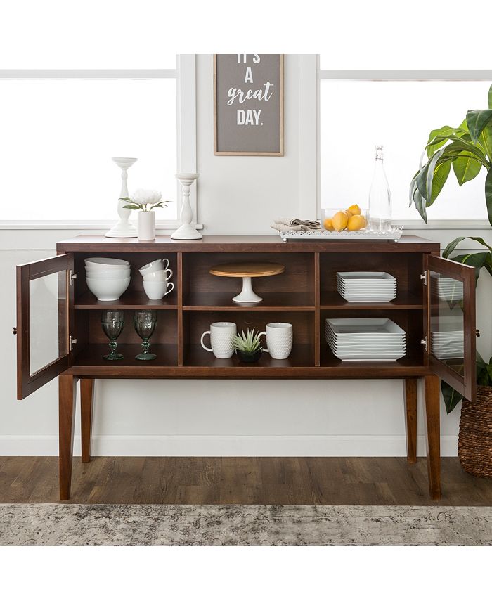 Walker Edison 52" Hepworth Wood Buffet with Tapered Legs - Walnut - Macy's