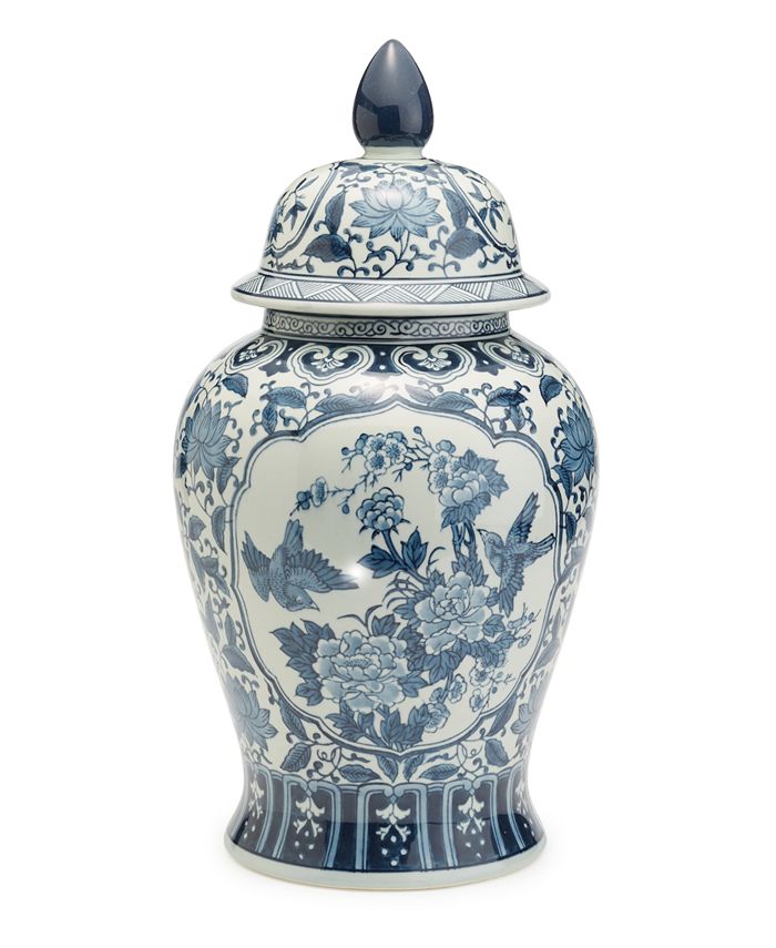Two's Company Flora and Fauna Cartouche Covered Temple Jar - Macy's