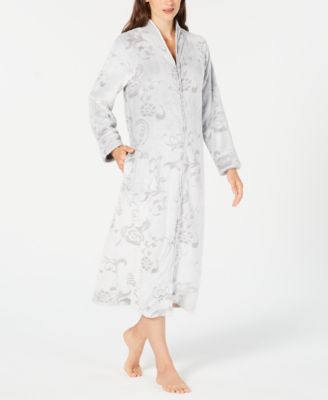 Charter Club Scroll-Patterned Long Zip Robe, Created for Macy's - Macy's