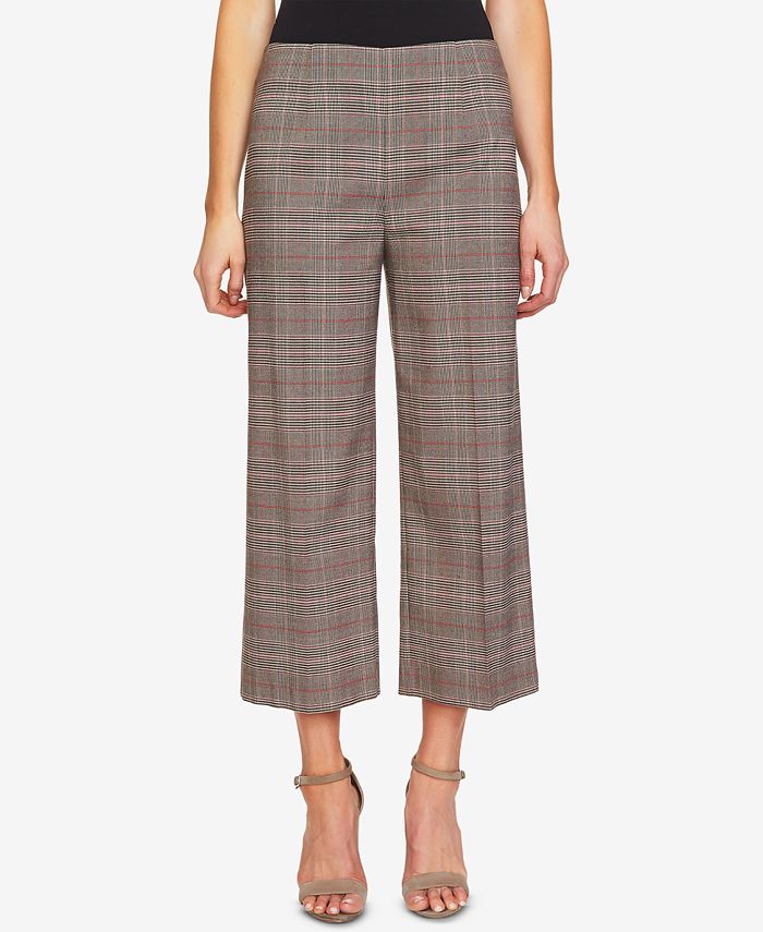 CeCe Plaid Cropped Wide-Leg Pants - Macy's