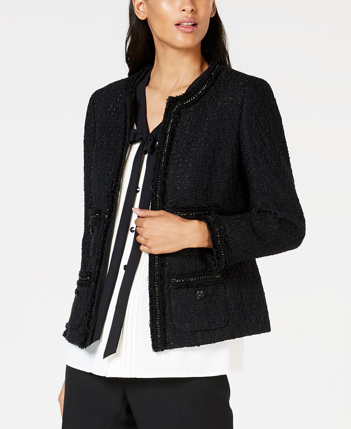 Anne Klein Fringe-Trim Jacket - Macy's