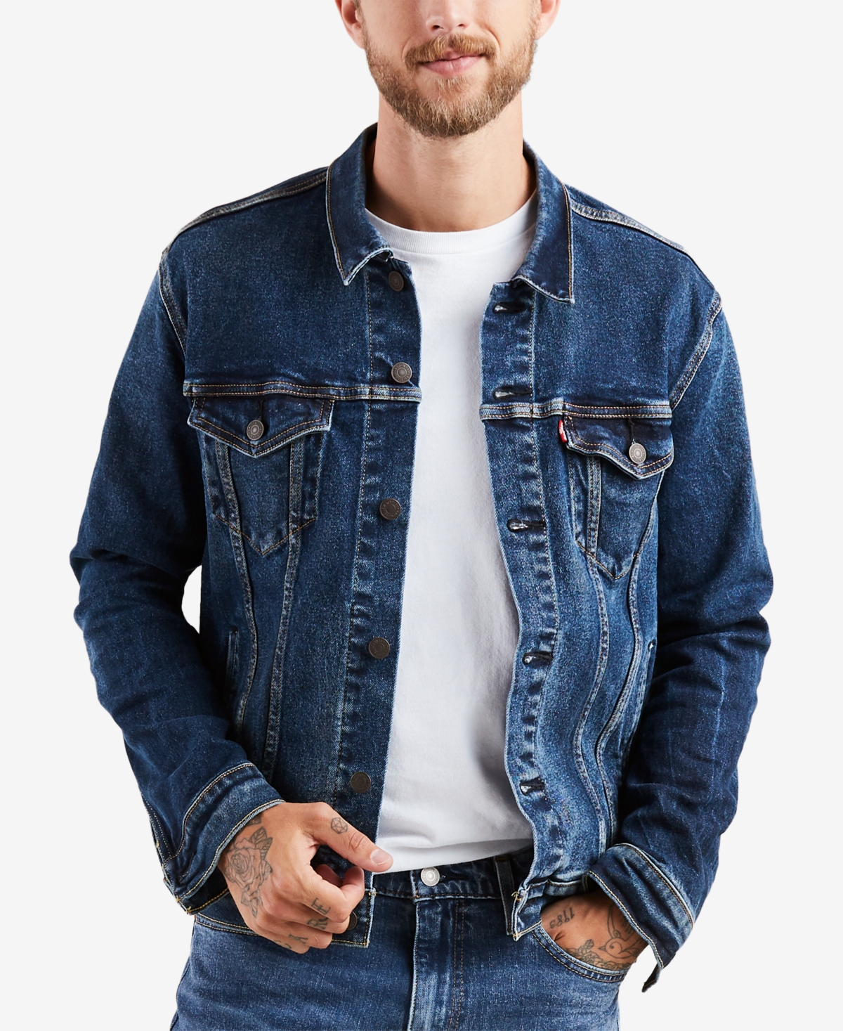 Click here for Levis Mens Regular Fit Stretch Denim Trucker Jacke... prices