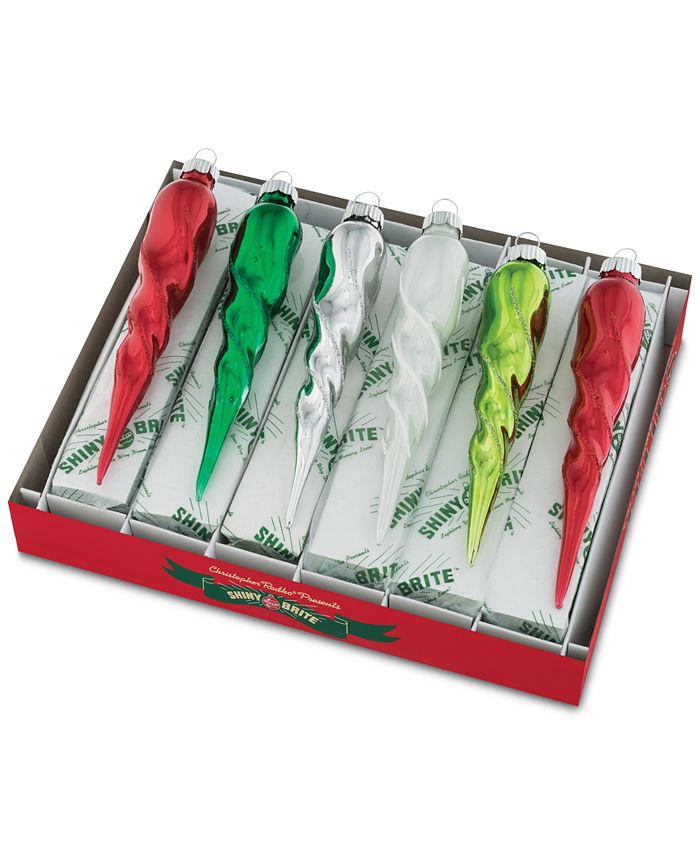 Christopher Radko Holiday Splendor 6" Six-Piece Glass Icicles - Macy's