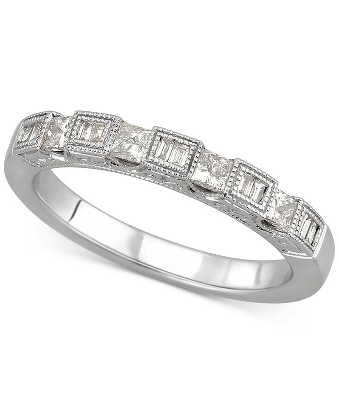 Macy's Diamond Princess Band (3/8 ct. t.w.) in 14k White Gold - Macy's