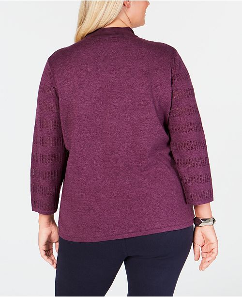 Alfred Dunner Plus Size Victoria Falls Layered-Look Necklace Sweater ...