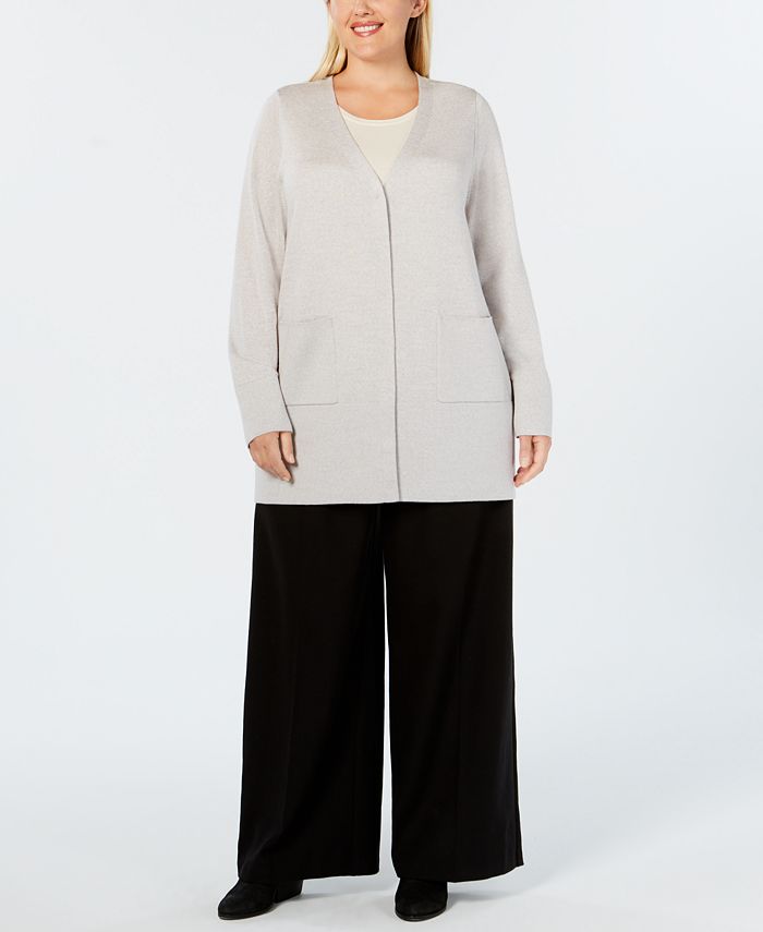 Eileen Fisher Plus Size Merino Wool Snap-Button Cardigan - Macy's