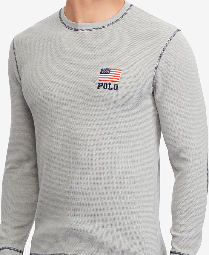 Polo Ralph Lauren Men's Big & Tall Waffle-Knit Thermal with Flag Logo ...