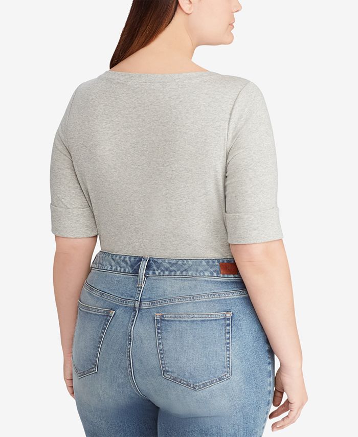 Lauren Ralph Lauren Plus Size Elbow-Sleeve Top - Macy's