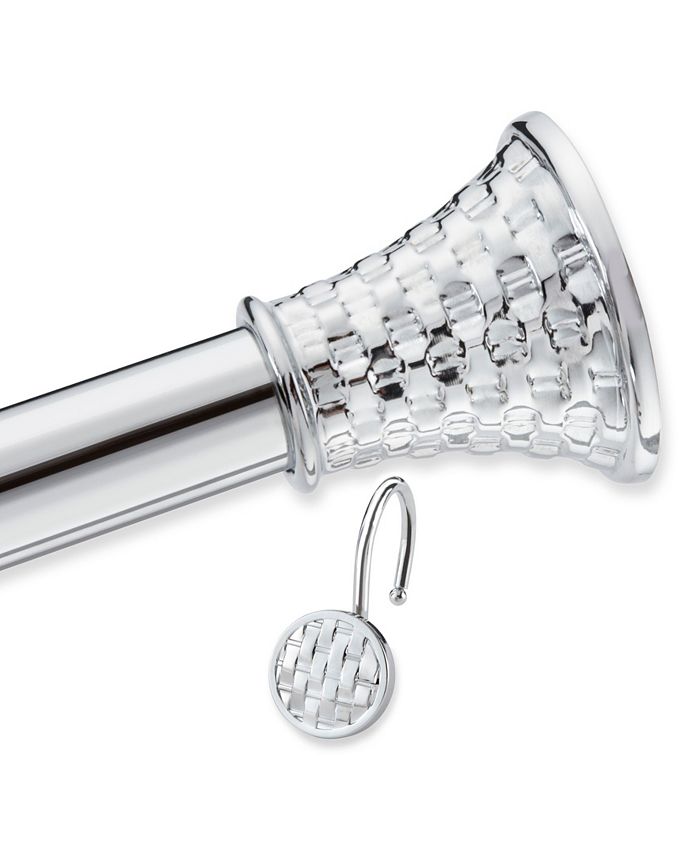 Elegant Home Fashions Woven Decorative Shower Rod and Hooks Set ...