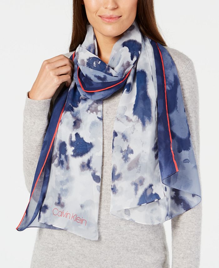 Calvin Klein Tie Dye Ombré Chiffon Scarf - Macy's