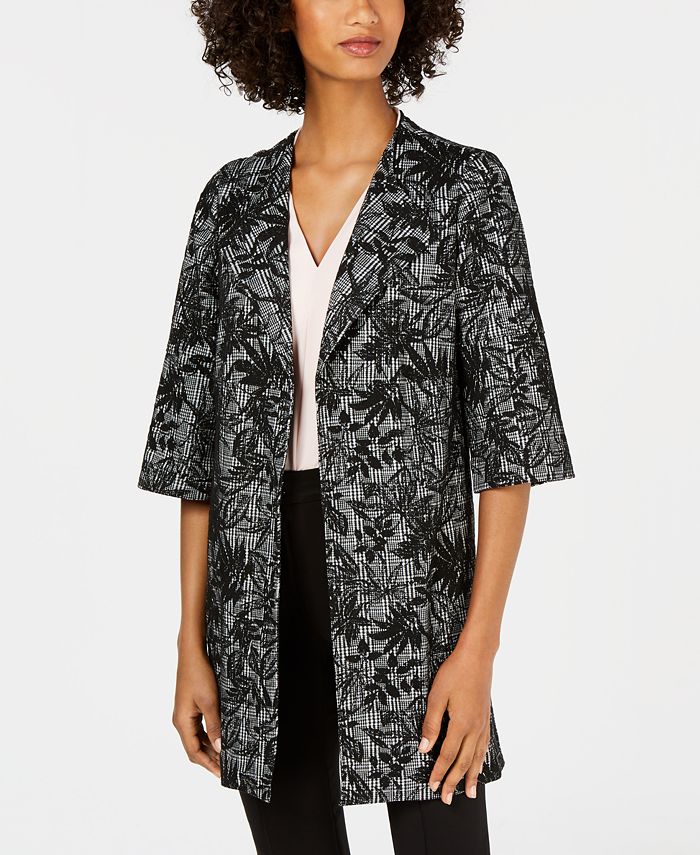 Nine West Printed Jacquard Duster Jacket - Macy's