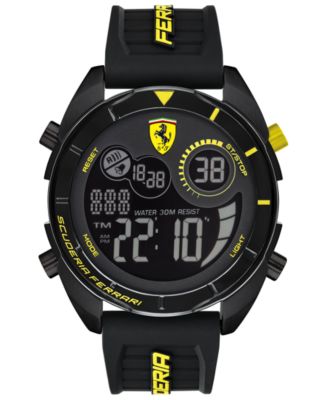 Ferrari Men's Forza Analog-Digital Black Silicone Strap Watch 45mm - Macy's