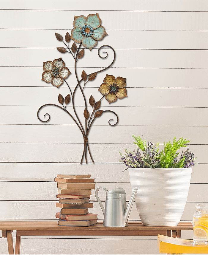 Stratton Home Décor Stratton Home Decor Tricolor Flower Wall Decor - Macy's