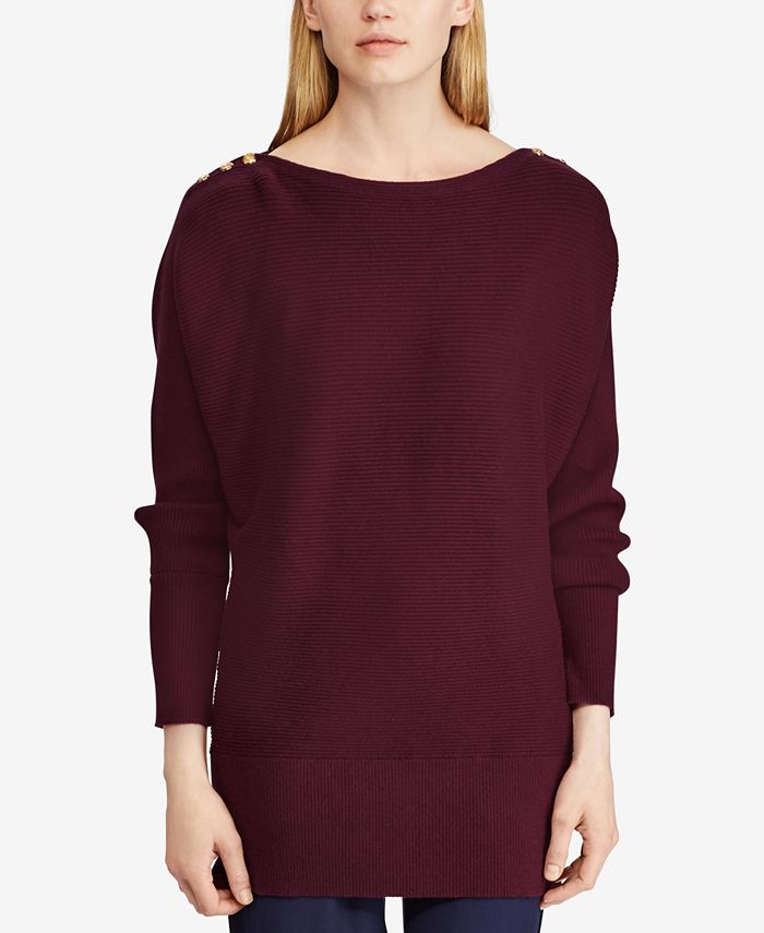 Lauren Ralph Lauren Button-Shoulder Sweater - Macy's
