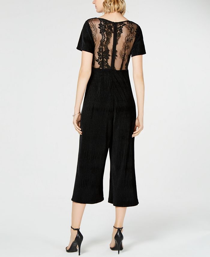 French Connection Lace-Back Cropped Jumpsuit - Macy's