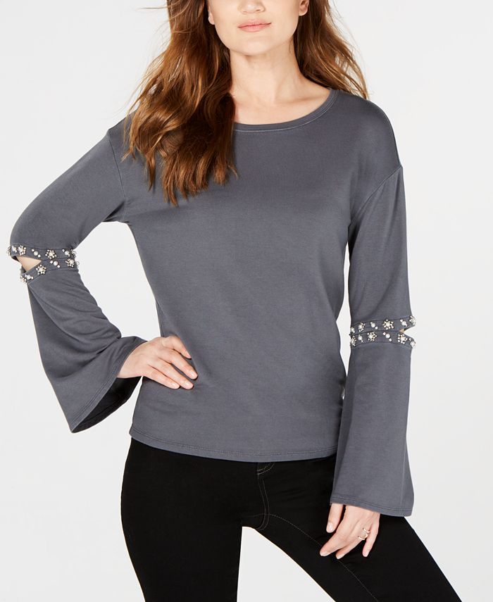 INC International Concepts I.N.C. Embellished Cutout Elbow Top, Created ...