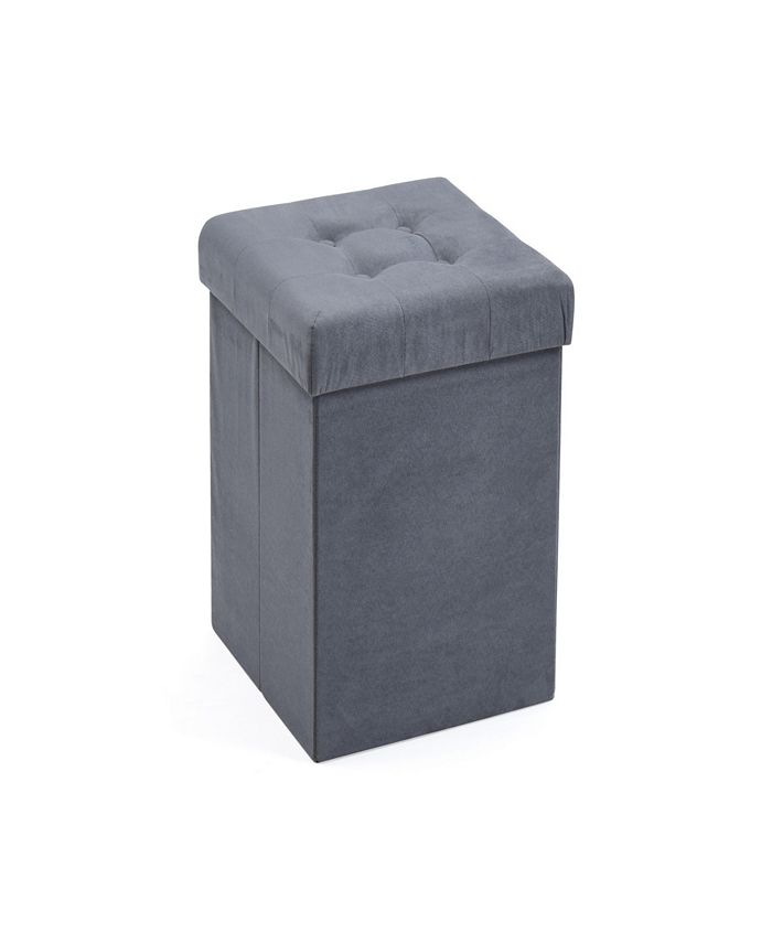 Hodedah Cube, Foldable, Suede, Storage Ottoman in Grey - Macy's