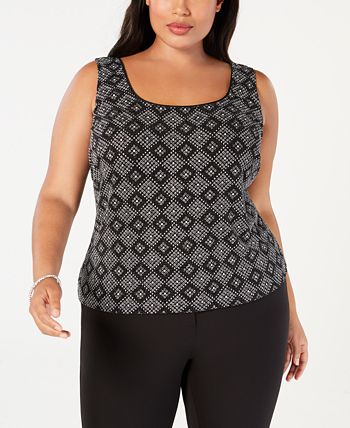 Alex Evenings Plus Size Glitter-Print Jacket & Top Set - Macy's