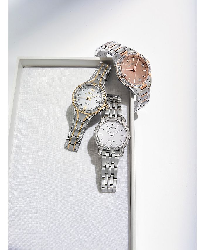 Bulova Women's Sutton Diamond (1/10 ct. t.w.) Two-Tone Stainless Steel ...