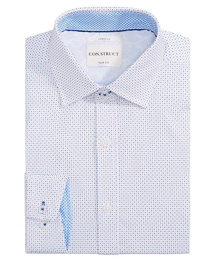 ConStruct Con.Struct Men's Slim-Fit Stretch Dot Dress Shirt - Macy's