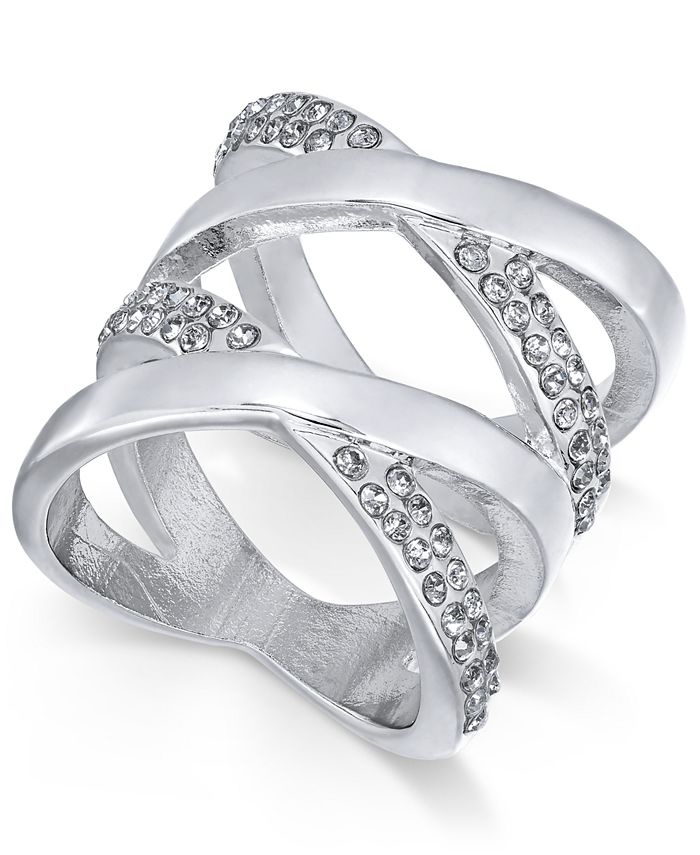 Thalia Sodi Silver-Tone Pavé Statement Ring, Created for Macy's - Macy's