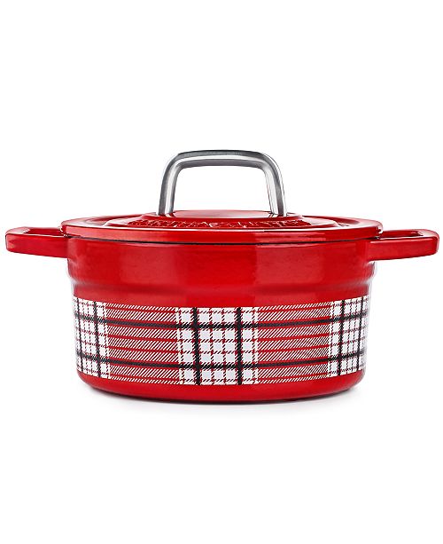 Martha Stewart Collection CLOSEOUT! Red Plaid 2-Qt. Enamel Cast Iron ...