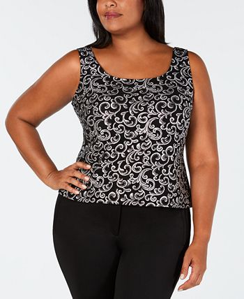 Alex Evenings Plus Size Glitter Print Jacket & Top Set - Macy's