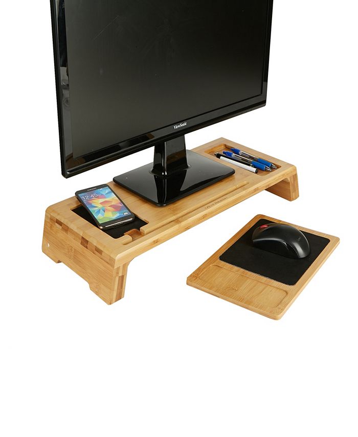 Mind Reader Bamboo Monitor Stand with Mouse Pad, Brown - Macy's