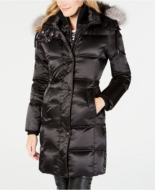 Andrew Marc Real Fur Hooded Down Coat & Reviews - Coats - Women - Macy's