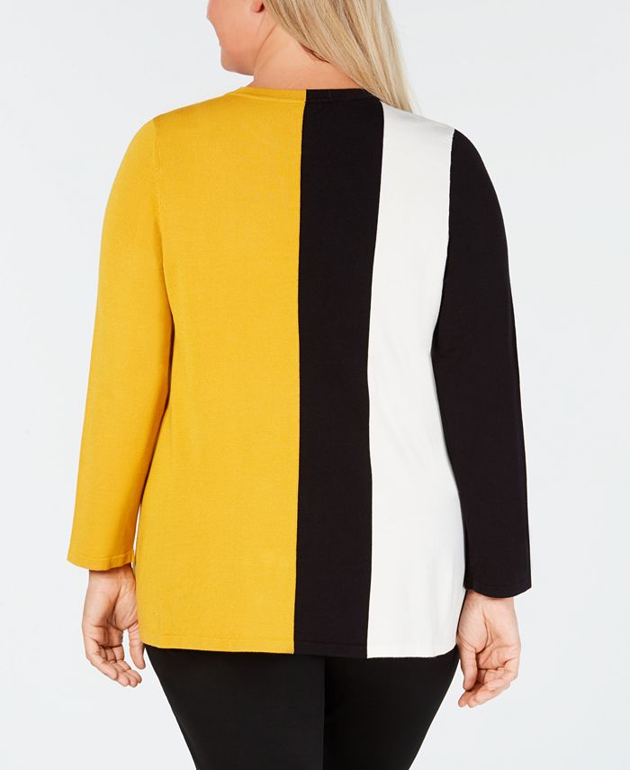 Alfani Plus Size Colorblock Sweater, Created for Macy's - Macy's