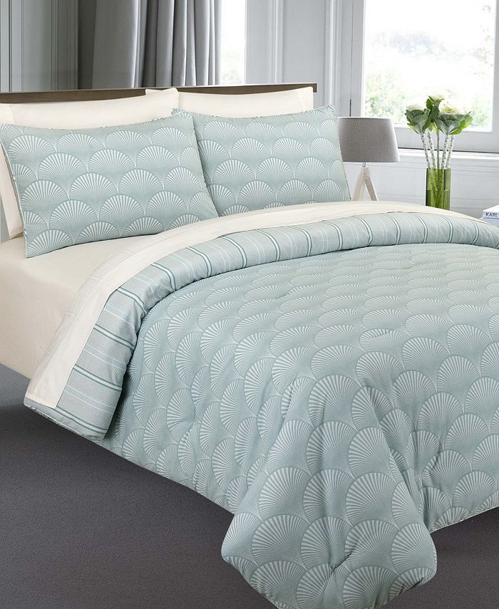 Nouvelle Home Ron Chereskin Modern Fanfair Turquoise Full/Queen Duvet ...