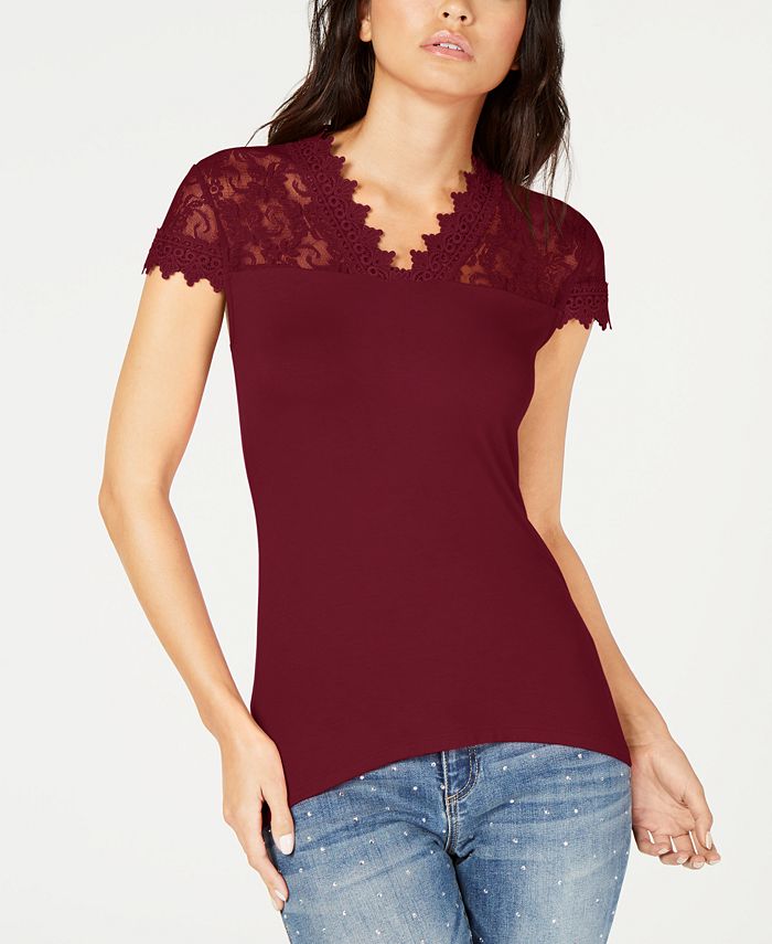 INC International Concepts I.N.C. Petite Lace-Yoke Top, Created for ...