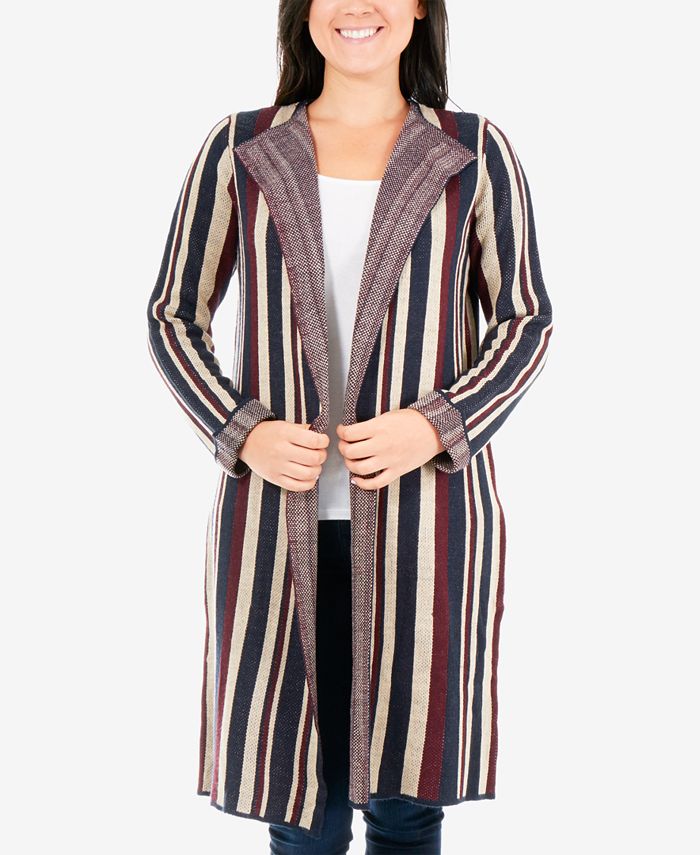 NY Collection Jacquard Striped Cardigan - Macy's