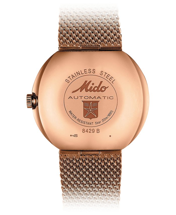 Mido Men's Swiss Automatic Commander Classic Rose Gold-Tone PVD ...