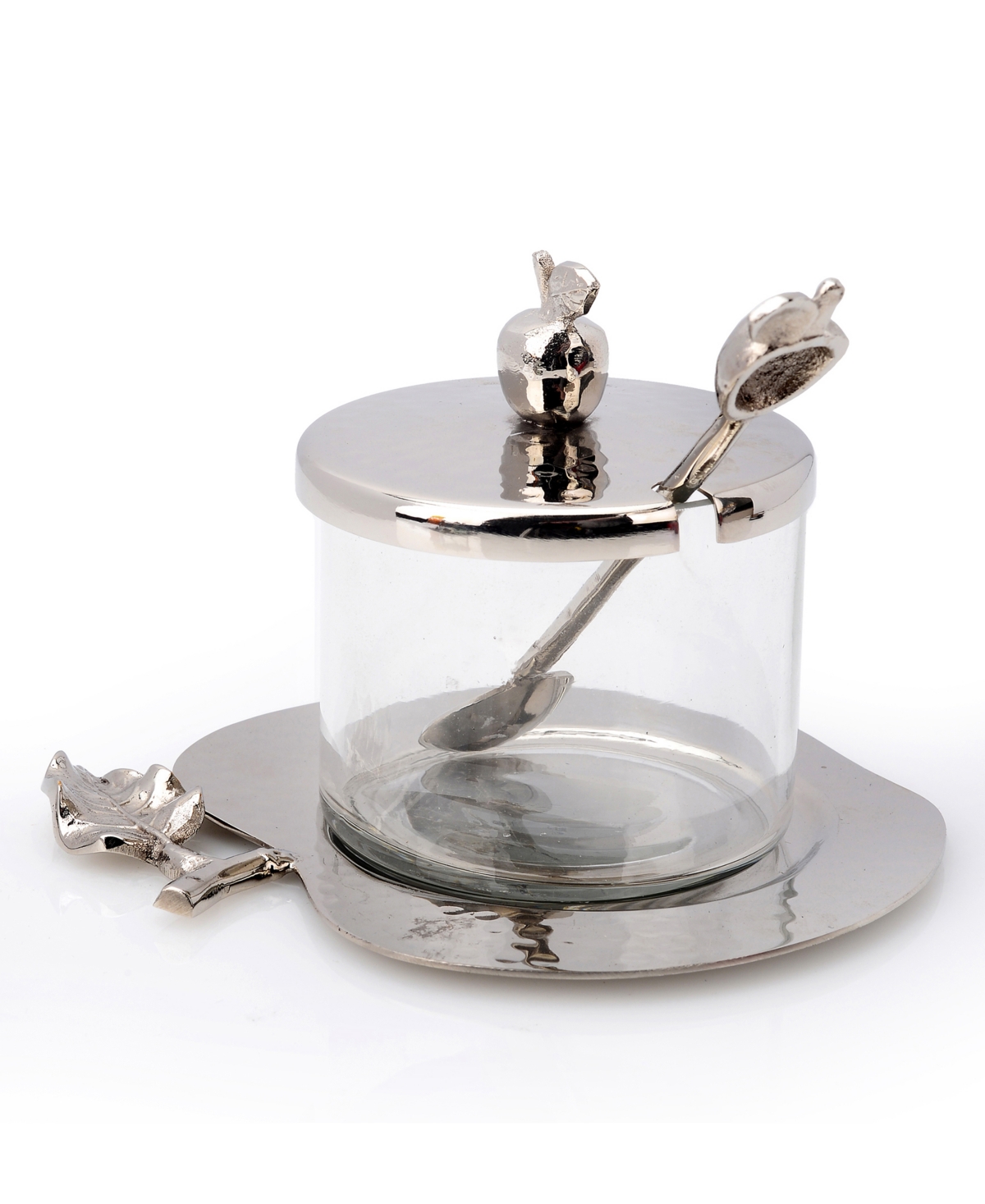 Click here for Classic Touch Nickel and Glass Honey Dish with App... prices